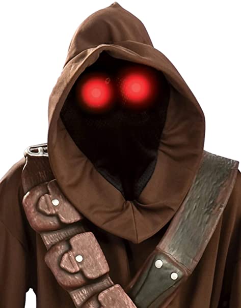 Jawa Costume Hooded Brown Robe Light Up Eyes Star Wars Adult