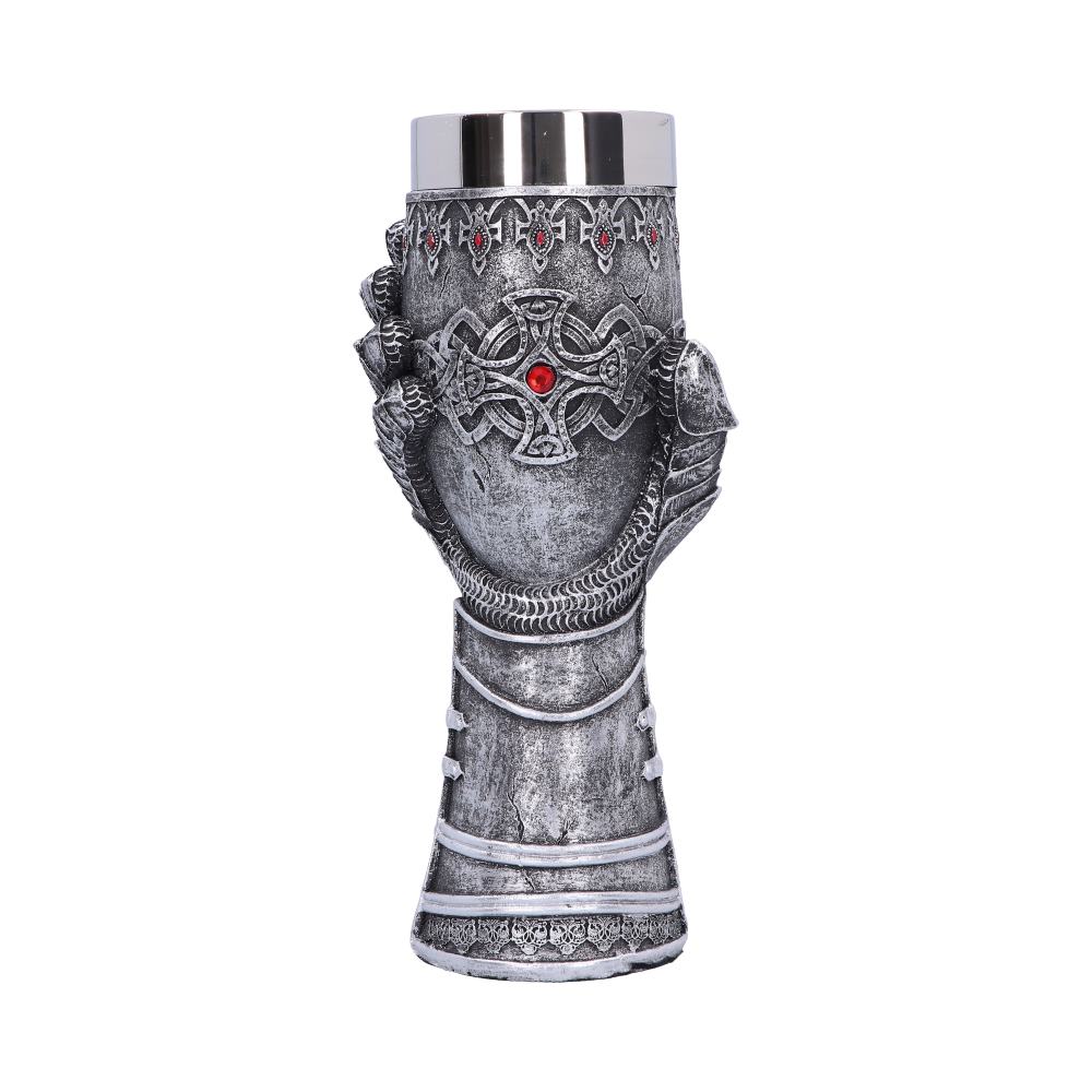 Medieval Knight Gauntlet Wine Goblet Hand Painted 23cm
